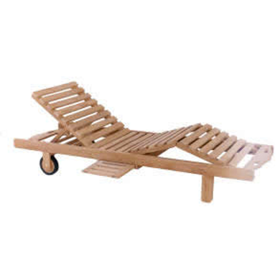 Teak Sun Lounger with Leg Lift and Cushion - Villa and Hut